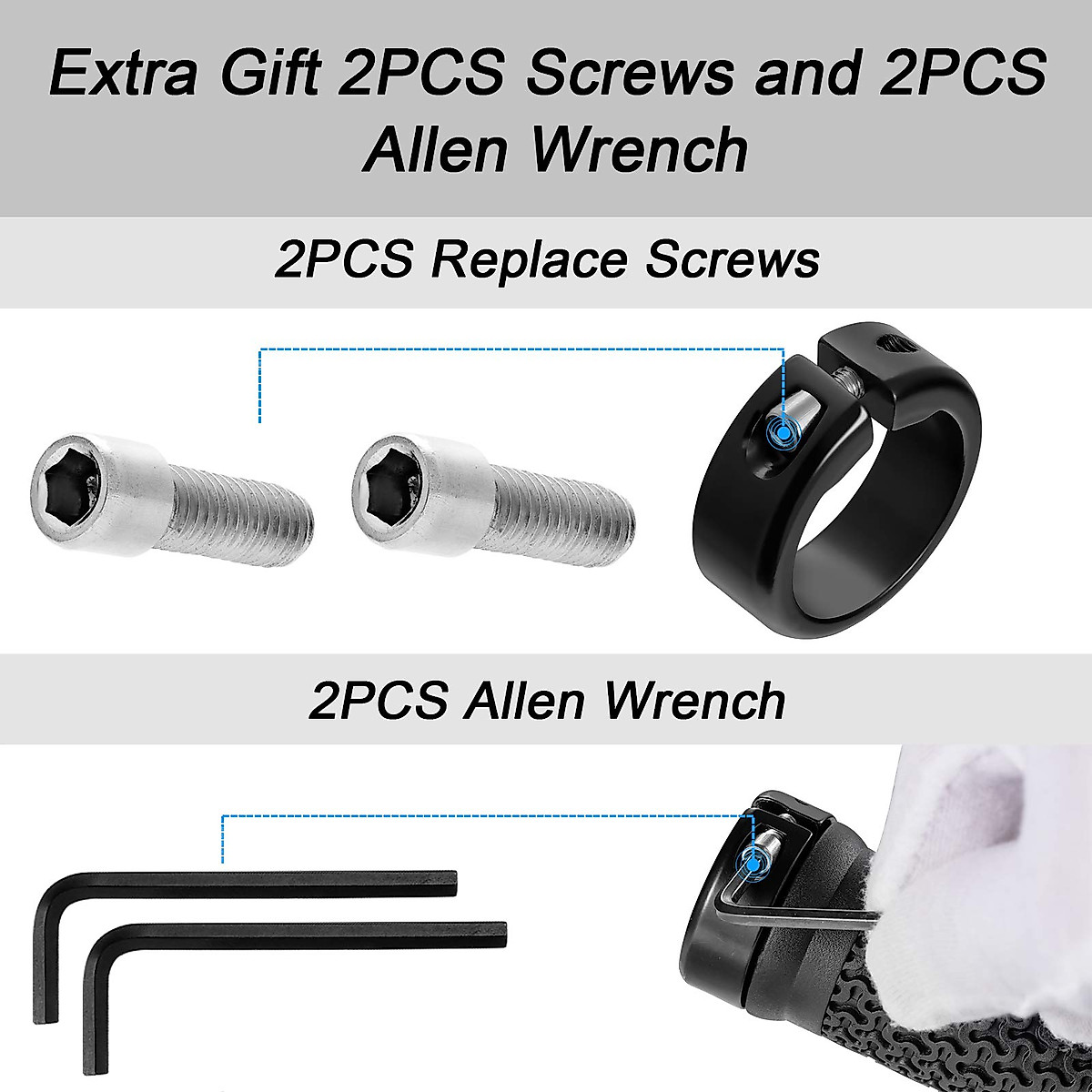 Hapleby Premium Bike Handlebar Grips, Single Lock-on Bike Grips, Professional Mountain Bicycle Handlebar Locking Grips with Anti-slip, 2PCS Screw and 2PCS Allen Wrench for Free