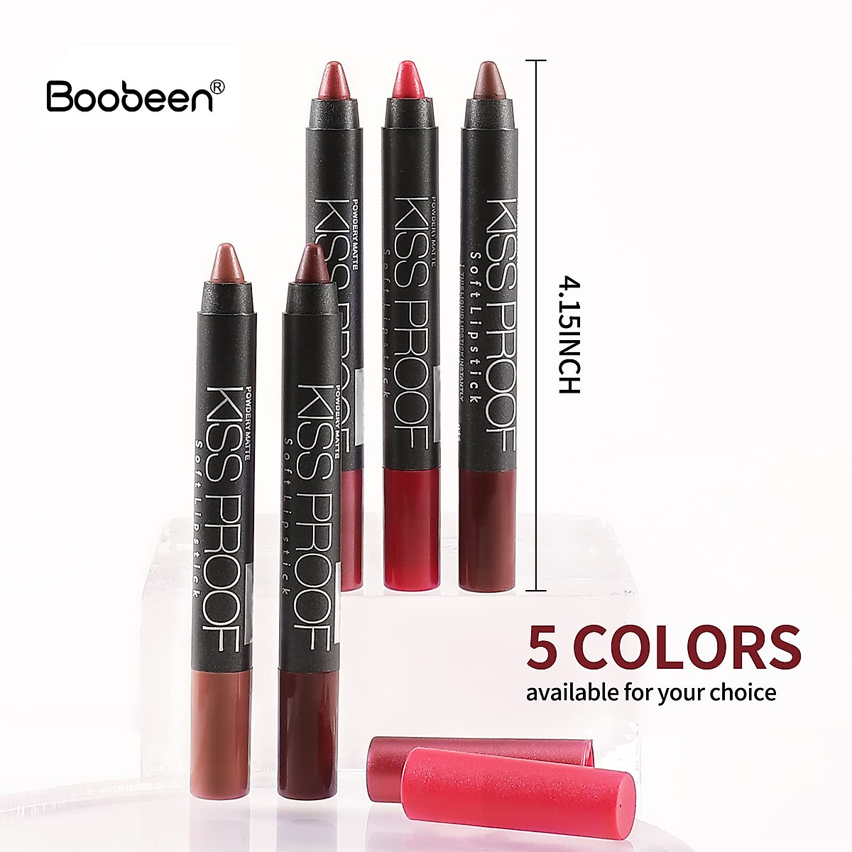 Boobeen Matte Lipstick Pencil Lip Crayon Stick Matte Velvet Lipgloss Creamy Lip Liner Full Coverage High Pigment Waterproof Non-Fade Lipstick for Women, Matte Lip Stain with Smooth Makeup