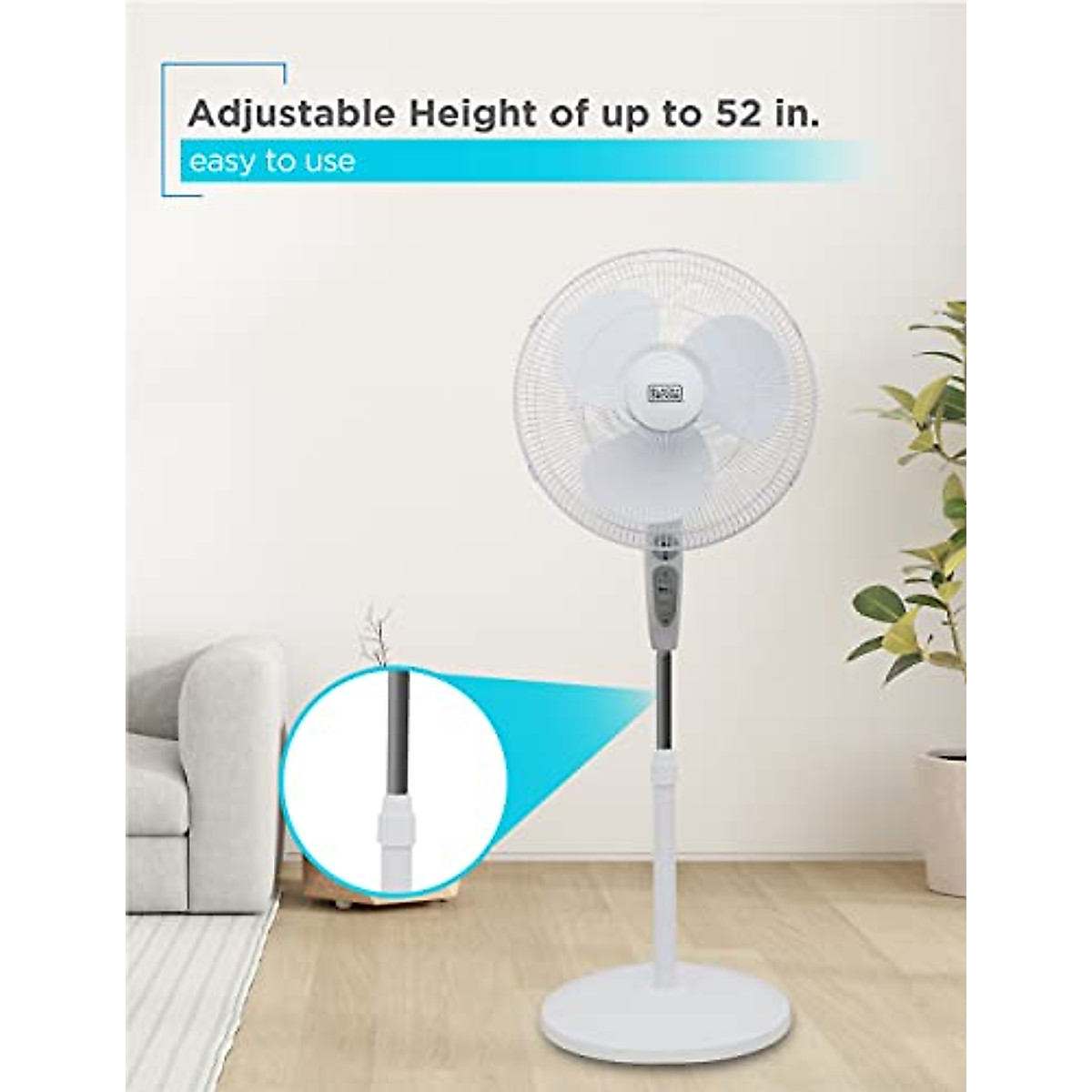 BLACK+DECKER 18-Inch, Stand Fan with Remote, White