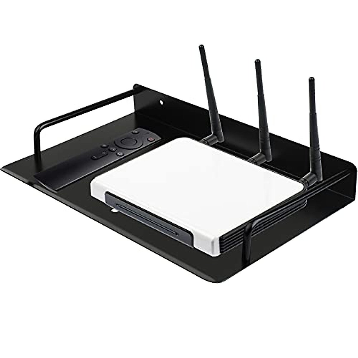Xiboya textile Alumimum Alloy Wall Mount Shelf Bracket for TV Accessories WiFi Router TV Box Set Top Box ( Black,13'' x 8.2'')