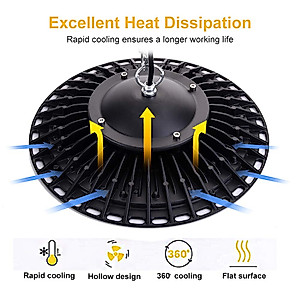 bapro 10pack 100W UFO LED High Bay Light, 10000LM 6000K Daylight White Factory Warehouse Industrial Lamp, Ceiling Light LED Commercial Light Workshop Light for Garage Workshop Gym Tunnel Studio