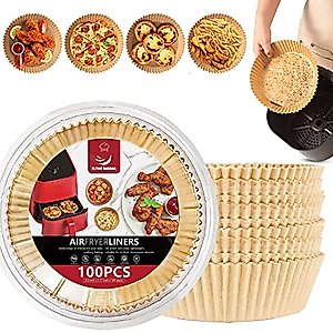 Air Fryer Parchment Paper Liners, Parchment Paper for Baking, Diposable Air Fryer Liner Round, Air Fryer Paper Liners, Air Frier Cookers Liners, Baking Paper, Oven Liner - 100 PCS