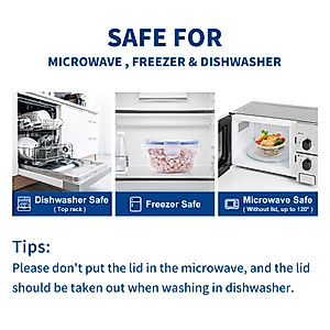 KIGI [ 6 PACK 20.3oz/10.1oz Plastic Mixing Bowls Set with Lid Leakproof Food Storage Container Set Portion Control Containers