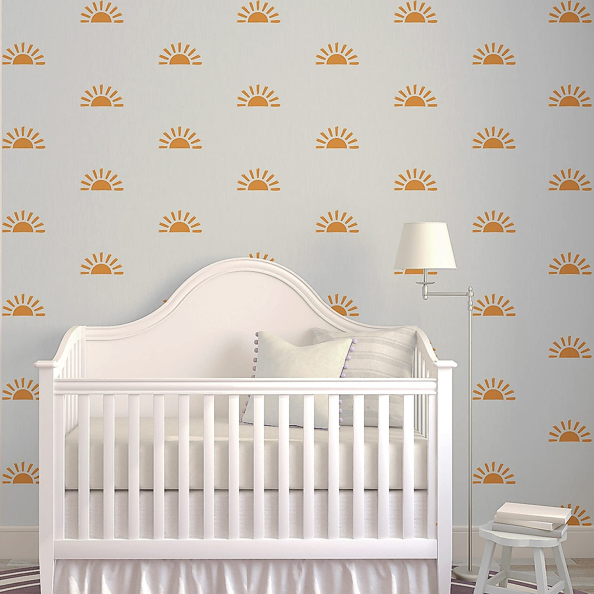 Sunshine Decal 4 Sheets Sun Wall Decal PVC Boho Wall Decals Removable Wall Sun Sticker Graphic Kids Playroom Decor for Nursery Kids Room Home Wall Art Playroom Decor (Half Sun Style)
