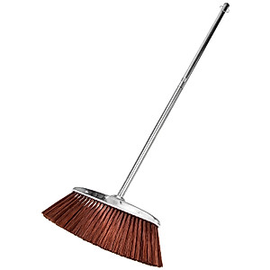 Zerodeko Cleaning Broom Lobby Broom Upright Broom with Long Handle Garbage Cleaning Supply for Sweeping Floor Garages Courtyard Sidewalks Decks Brown
