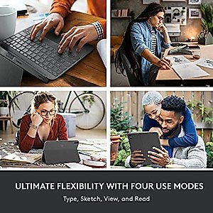 Logitech Combo Touch Detachable 10th Gen iPad Keyboard Case with Large Precision Trackpad, Full-Size Backlit Keyboard, and Smart Connector Technology - Oxford Gray