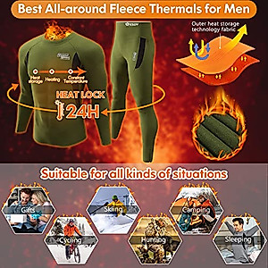 romision Thermal Underwear for Men, Fleece Lined Long Johns Hunting Gear Base Layer Top Bottom Set for Cold Weather