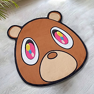 Rugendary Graduation Bear Rug LGBTQ Decorations Bear Head Shaped Carpet Hip Hop Lover Gift Mat Popular Music Room Decor Very Soft Thick Rug (Economic Quality, 2x2 ft.)