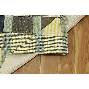 Casavani Indian Handmade Rug Geometric Green & Black Cotton Dhurrie Washable Kitchen Rugs with Tassels Farmhouse Throw Rugs for Bedroom,Laundry,Living Room,Porch 3x5 4x8 5x8 4x6 Feet