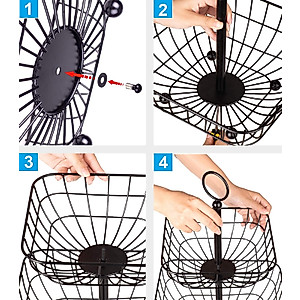 2 Tier Fruit Basket Bowls, Fruit and Vegetable storage for Kitchen Countertop Organizer, Stackable Wire Baskets and Fruit Basket Stand, Onion potato storage with Metal basket (Black, Large)