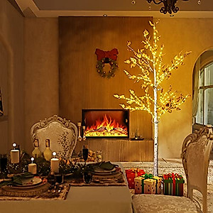 Recaceik Light Fall Maple Trees with 360 LEDs, Set of 3 Artificial Pre-Lit LED Christmas Tree Maple Leaf 4' 5' 6' for Autumn Fall Decor Halloween Thanksgiving Festival Wedding Party, White