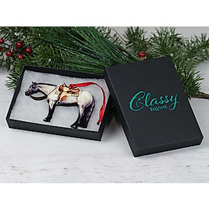 Western Quarter Horse Christmas Ornament Decoration Gift for Horse Woman (Blue Roan)