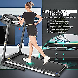 SYTIRY Folding Treadmill,10'' HD Touchscreen, WiFi, TV, YouTube and Facebook, Compact Treadmills Easy Assembly, Walking Jogging Running Machine for Family & Office Use TR060801