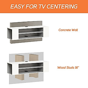 WAMPAT White Floating Entertainment Center for Wall, Floating TV Shelf Wood Media Console Storage TV Cabinet Hutch Under TV for Living Room, White, 39.4 Inch