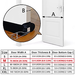 BKSAI Door Draft Stopper for Doors 29-35" No Adhesive Draft Stopper for Bottom of Door Draught Excluder Under Door Wind Blocker Reduce Noise Draught Excluder Sweep Sound Proof(Black)