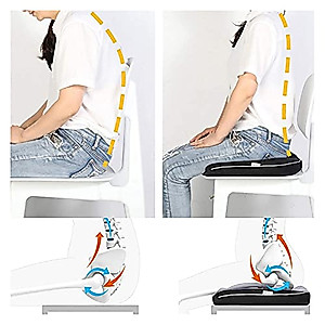 HHWKSJ Seat Cushion Pillow for Office Chair - 100% Memory Foam Firm Coccyx Pad - Tailbone, Sciatica, Lower Back Pain Relief - Contoured Posture Corrector for Car, Wheelchair, Computer and Desk Chair