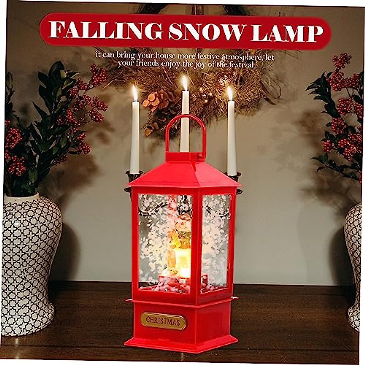 NOLITOY 1Pc Christmas Light Up Ornament Portable Night Light LED Lanterns Christmas Decorations Christmas Lantern Snow Globe Christmas Water Lantern Xmas Lantern Decorative Christmas Light