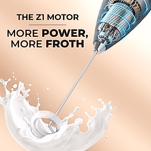 Zulay Original Milk Frother Handheld Foam Maker for Lattes - Whisk Drink Mixer for Coffee, Mini Foamer for Cappuccino, Frappe, Matcha, Hot Chocolate by Milk Boss (Black)