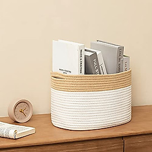 UBBCARE Set of 2 Cotton Rope Storage Baskets for shelves-15 in x 10 in x 9 in, Foldable Woven Storage Basket for Organizing,Decorative Cube Storage Bins with handles for Living Room
