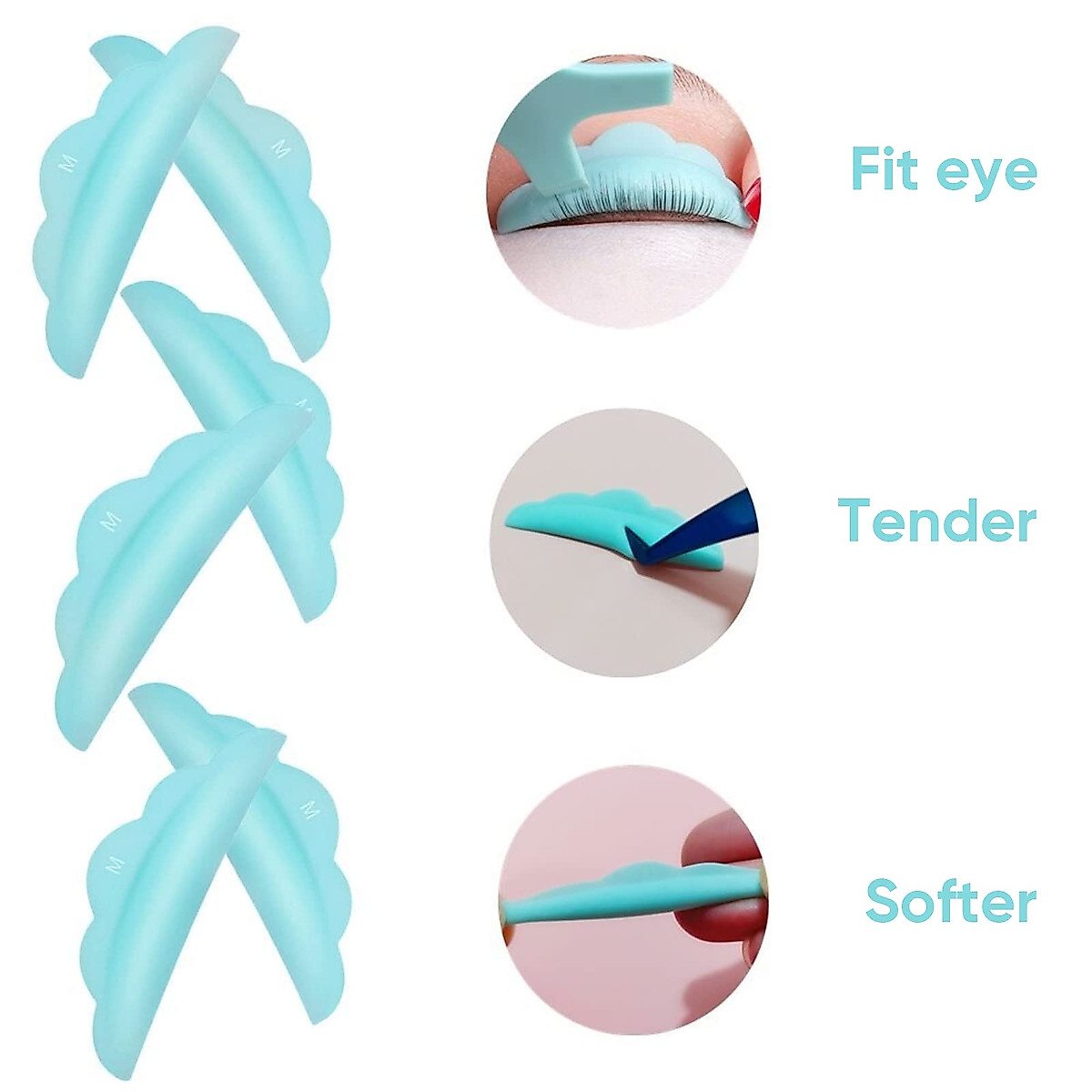 Libeauty Lash Lift Rods, Lash Lift Pads, Green Reusable Eyelash Perming Curler Shield Pads, 5 Size 10 Pcs, with Premium PU Storage Case for Perfect Lash Lifting