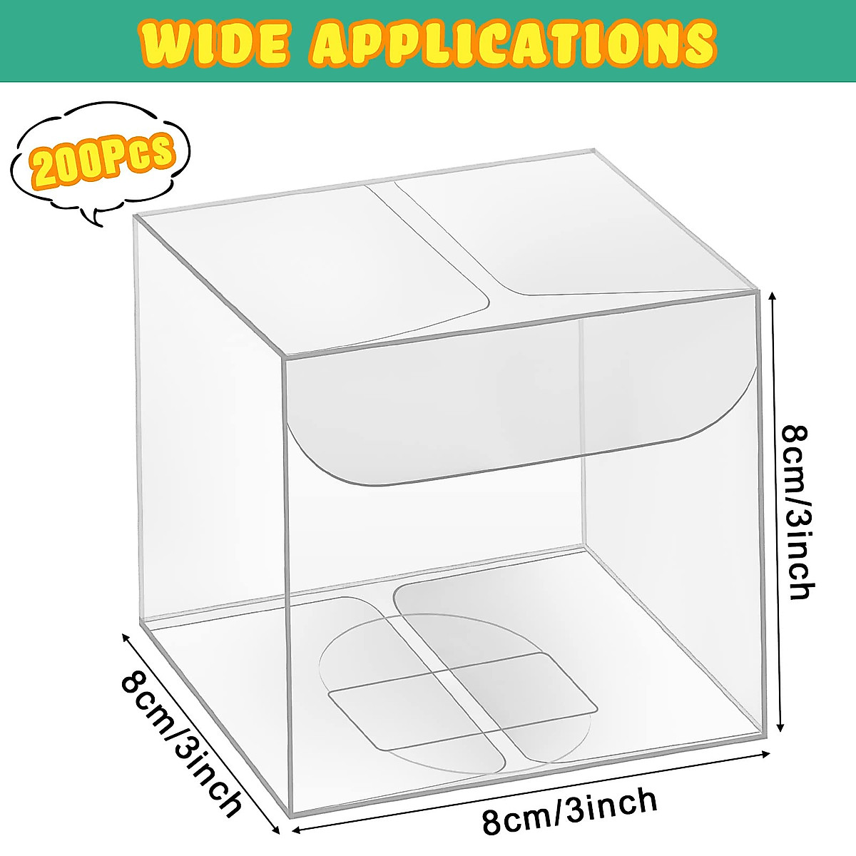 200 Pcs Clear Favor Boxes Clear Plastic Gift Box PET Clear Treat Boxes Clear Party Favor Containers Candy Boxes Packaging Transparent Cube Boxes for Birthday Party Baby Shower Wedding(3 x 3 x 3 Inch)