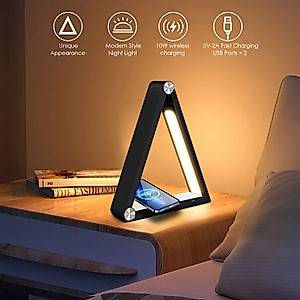 LED Desk Lamp Eye-Caring with Fast Wireless Charger, Table Lamp 96LED Lamp Beads 5 Modes Touch Control, CRI/RA≥95 Office Home Table Light Smart Adjustable, Foldable Night Light Type-C Port for Reading