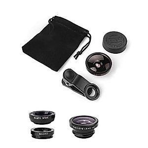 Phone Lens,by Ailun,3 in 1 Clip On 180 Degree Fish Eye Lens+0.65X Wide Angle+10X Macro Lens,Universal HD Camera Lens Kit for Mobile Phone,Cellphone,Smart Phone