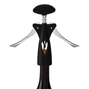 True Twisted Heavy, Winged Corkscrew Lever Arms Bottle, Black, Soft-Touch Grip, Easy-to-Use Wine Opener, Set of 1