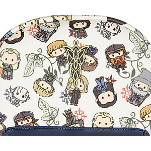 Bioworld The Lord Of The Rings Allover Chibi Character Pattern Faux Leather Tote Bag Mini Backpack