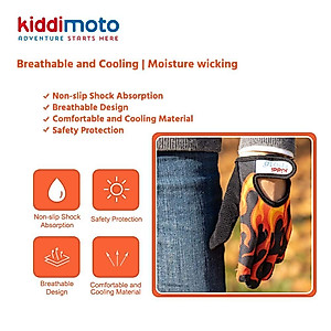 Kiddimoto Kids Cycling Gloves| Anti-Slip Kids Bike Gloves for Boys and Girls| Full Finger Kids Mountain Bike Gloves for BMX, MTB Riding, Gymnastics, Scooters, Skateboard, Rollerblade.