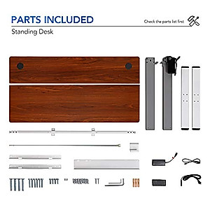 FLEXISPOT Standing Desk 48 x 24 Inches Electric Adjustable Desk Sit Stand Desk Home Office Desks with Splice Board (Silver Frame + Mahogany Top)