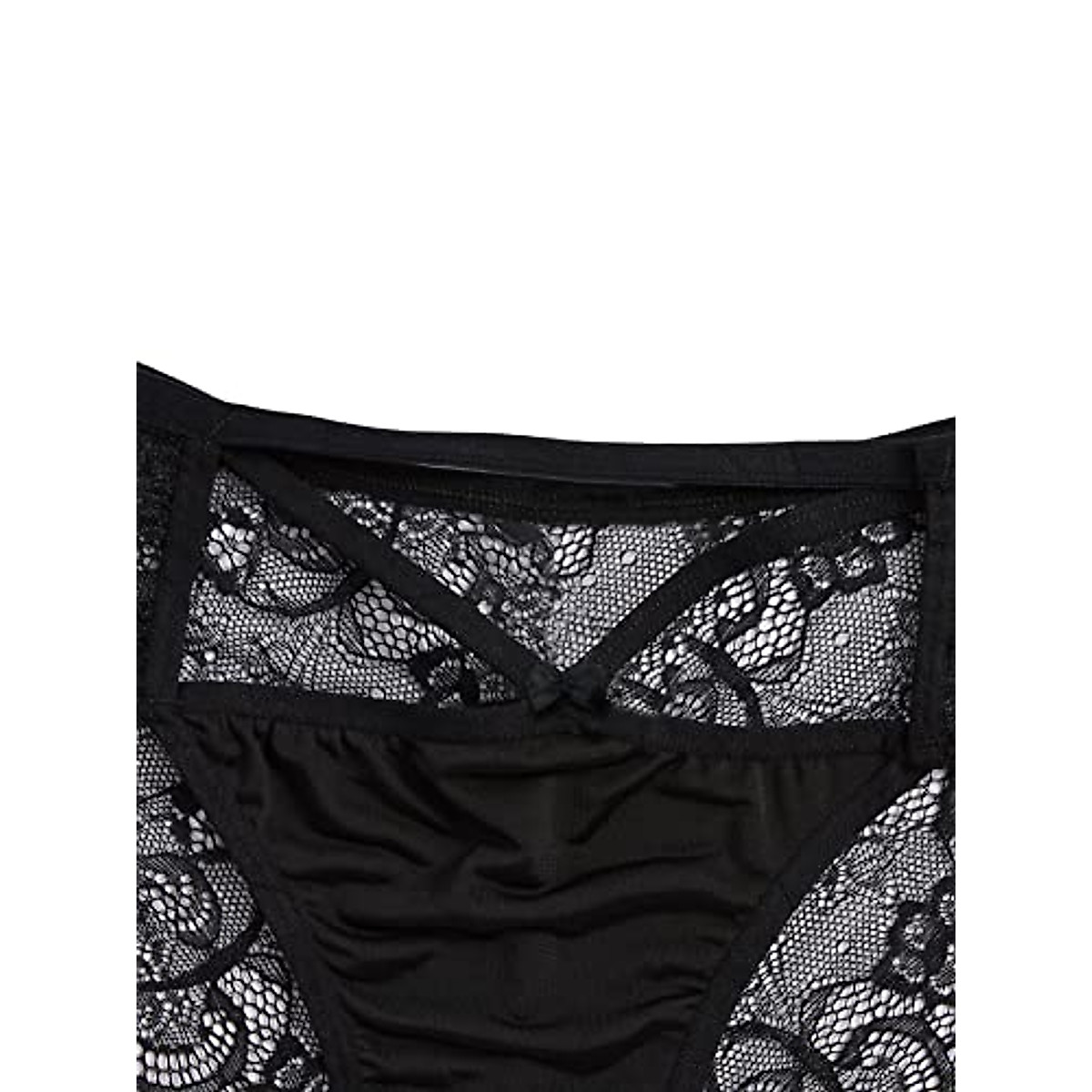 MakeMeChic Women's Sexy 6packs Leopard Print Contrast Lace Cut Out Panty Set Black XL