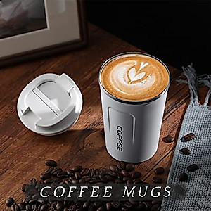 Travel Coffee Mug, Stainless Steel Insulated Tumbler, 12oz Reusable Coffee Mug with Lid, Christmas Gifts for Women Men, Stocking Stuffers, Coffee Cup for Home Office Outdoor Sport Water Bottle.…