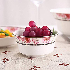 Dinner Set,28 Pieces Dinnerware Bone China Tableware Set Ceramics Flower Pattern Dinner Sets Plates Bowls Combination for Family Party