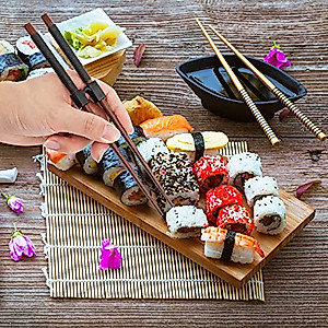 5 Pieces Reusable Chopsticks Helpers Training Chopstick Hinges Connector Practice Chinese Chopstick Helper for Adults, Kids, Beginner, Trainers (Black)
