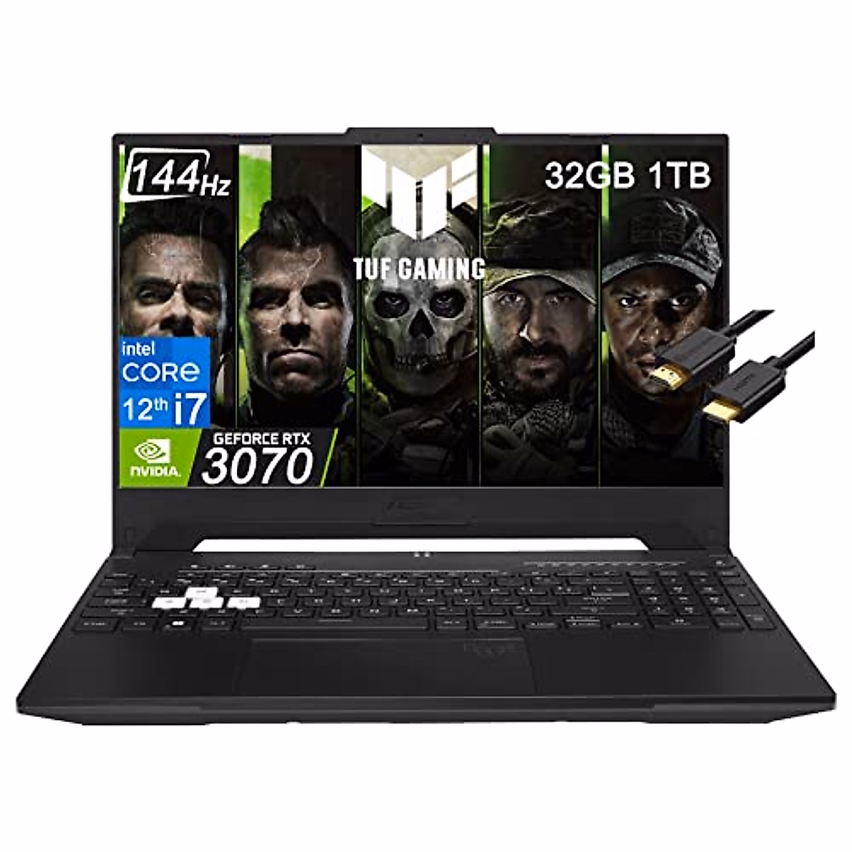 ASUS TUF Dash F15 15.6" 144Hz (Intel 12th Gen i7-12650H, 32GB DDR5 RAM, 1TB PlCe SSD, Geforce RTX 3070 8GB) Thin Bezel Gaming Laptop, Thunderbolt 4,Backlit KB, IST Computers Cable, Win 11 Home