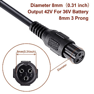 TEARRICO 42V Charger 3 Prong Fast 2A Smart Replacement for 36V Pocket Mod, Sports Mod for Electric Scooter Lithium Battery