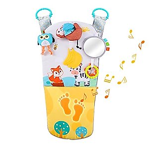Koty Infant Car Seat Toys, Kick and Play Baby Activity Center with Teethers, Music, Squeaker, Adjustable Travel Rear Facing Car Seat Toys, Developmental Toys for Babies Carseat Toys 6 to 12 Months