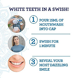 GuruNanda Dual Barrel Oxyburst Whitening Mouthwash - Contains Hyrodgen Peroxide to Promote Whiter Teeth - Alcohol & Fluoride Free Rinse with 100% Natural Essential Oils, Wild Mint Flavor - 20 Flz Oz