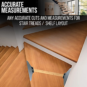 Professional Stair Tread Tool with Accurate Angle Measurement for DIY Template and Installation Layouts, Heavy-Duty Stringer, Riser, and Clamp Gages, Supports Shelving Installs