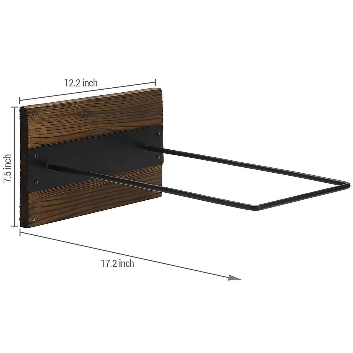 MyGift Rustic Burnt Wood and Black Metal Wire Wall Mounted Large Stability Ball Storage Rack, Yoga Studio and Home or Commercial Gym Exercise Ball Equipment Organizer