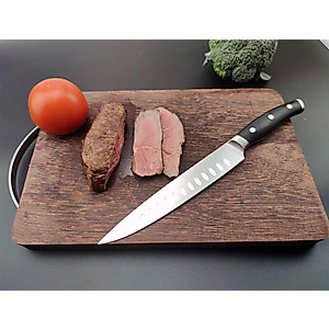 Carving Knife and Fork Set - with 8" Carving Knife &8" Straight Metal Fork Triple-Rivet German Steel Forged Kitchen Carving Set, Professional Meat Carving Knife Gourmet BBQ Tool Set