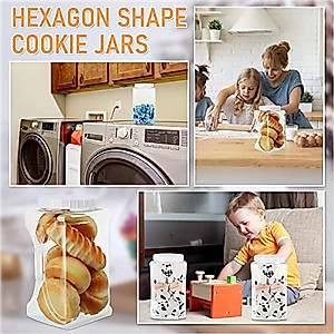 Queekay 4 Pieces 132 oz 1.03 Gallon Plastic Canisters with Lids, Clear Plastic Cookies Jars Wide Mouth Square Canisters Powder Laundry Detergent Container Candy Storage Jars for Kitchen