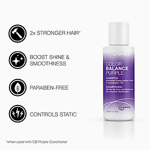 Joico Color Balance Purple Shampoo & Conditioner Mini Set, For Cool Blonde or Gray Hair