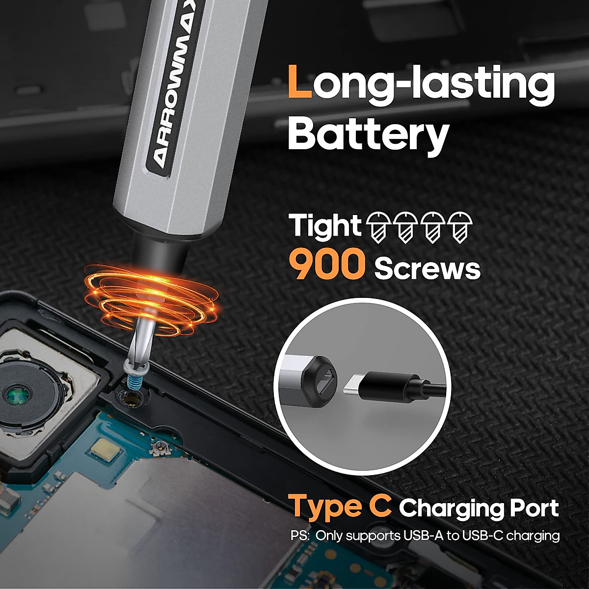 AM ARROWMAX Electric Screwdriver, 102 in 1 Precision Screwdriver w/ 96 Magnetic Bits, 4 Torque Modes, Red Dot, IF Winning Design, Rechargeable Cordless Screwdriver for Phone, Laptop (SES PLUS) Grey