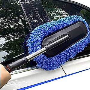 Removable Telescopic Car Wax Drag Nano Fiber Car Wash Brush Car Dusting Tool Car Mop Wax Dash Duster Exterior Interior Cleaning Kit Car Duster 1 Pcs Set (Multicolour)