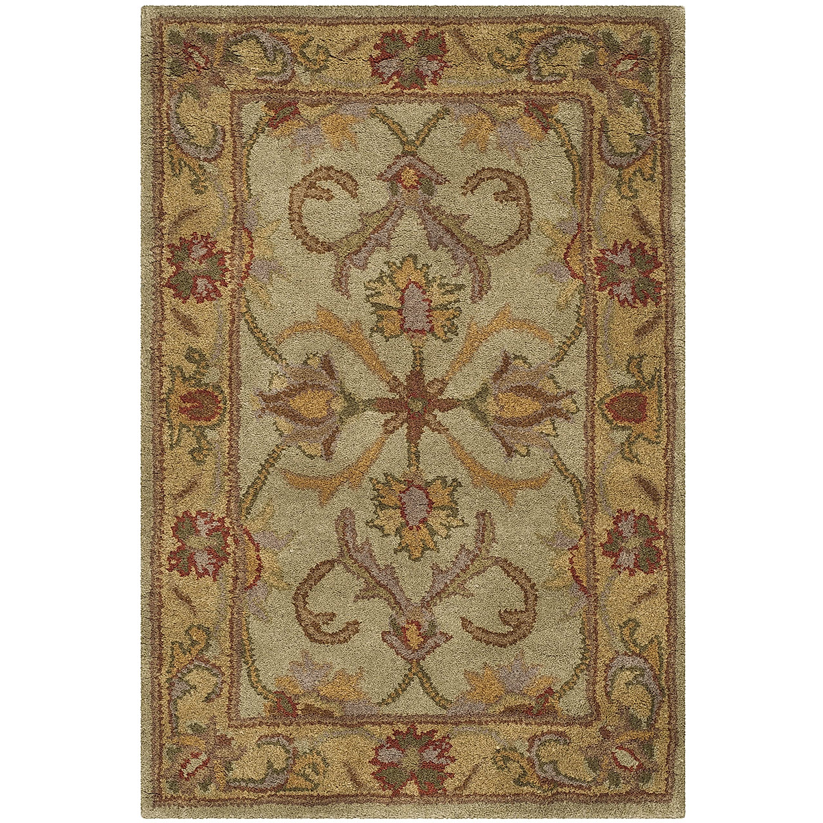 SAFAVIEH Heritage Collection Accent Rug - 2' x 3', Green & Gold, Handmade Traditional Oriental Wool, Ideal for High Traffic Areas in Entryway, Living Room, Bedroom (HG811A)