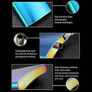 GENNISSY Silver 18/8 Stainless Steel 12OZ Hip Flask - Flasks for Liquor with Funnel(Multicolor)