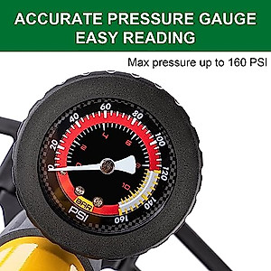 Bike Pump with Pressure Gauge- 160 PSI Bicycle Floor Pump fits Presta & Schrader Valve - Bike Pump with Air Ball Pump Inflator (Yellow)