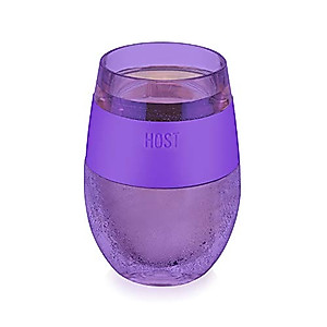 Host Cooling Cup Set of 1 Plastic Double Wall Insulated Freezable Drink Chilling Tumbler with Freezing Gel, Wine Glasses for Red and White Wine, 8.5 oz, Translucent Purple
